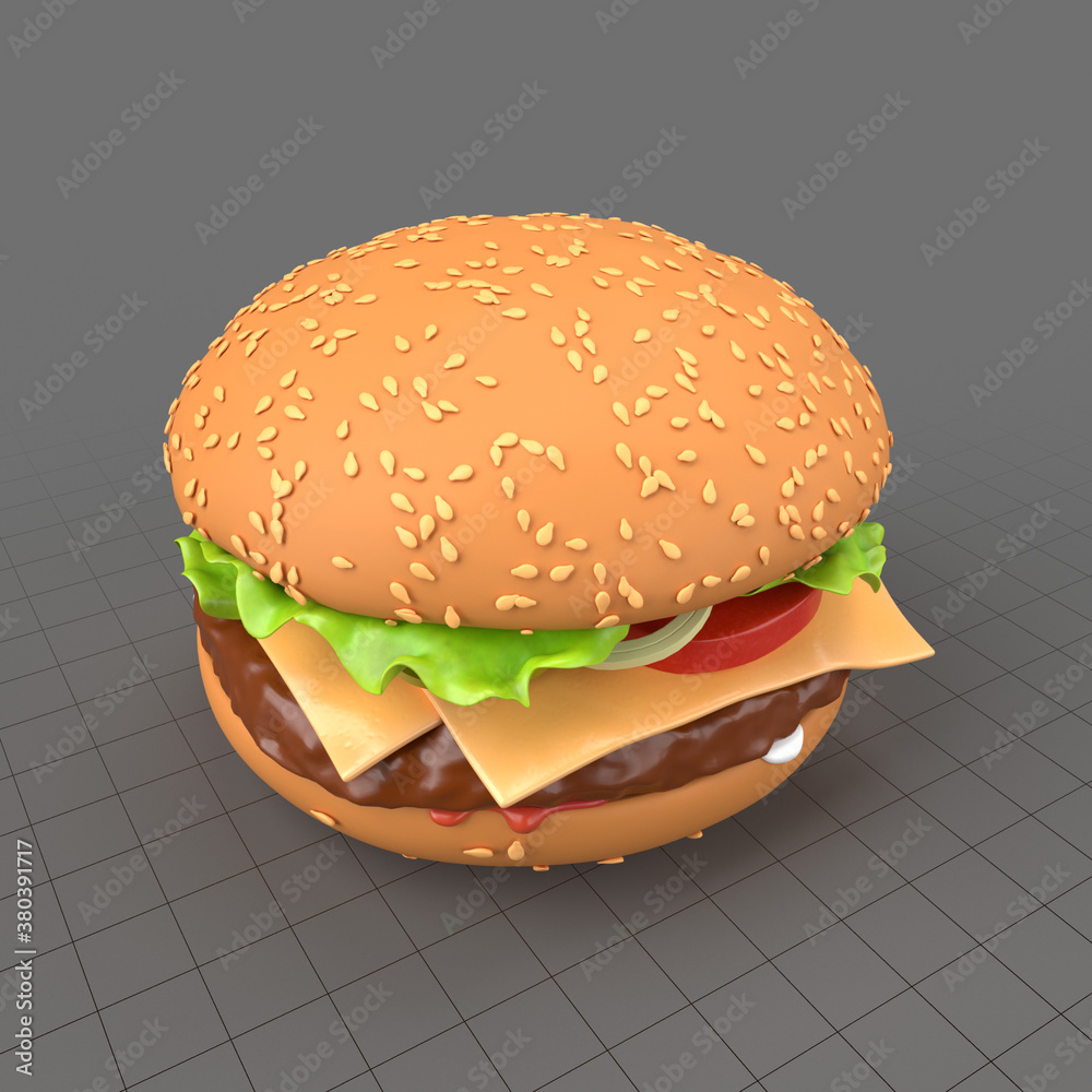 Stylized cheeseburger Stock 3D asset | Adobe Stock