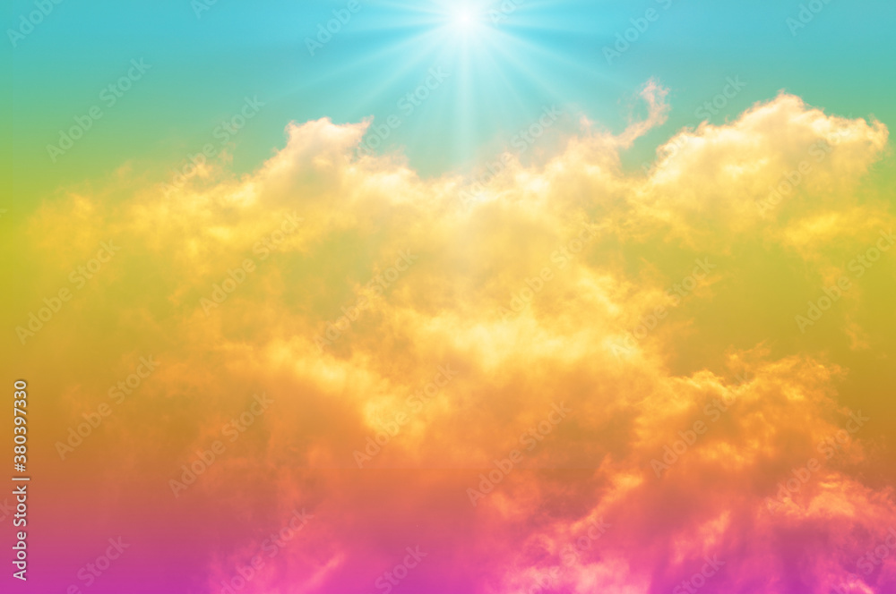 Colorful sky with Soft clouds. Fantasy magical sunny sky pastel ...