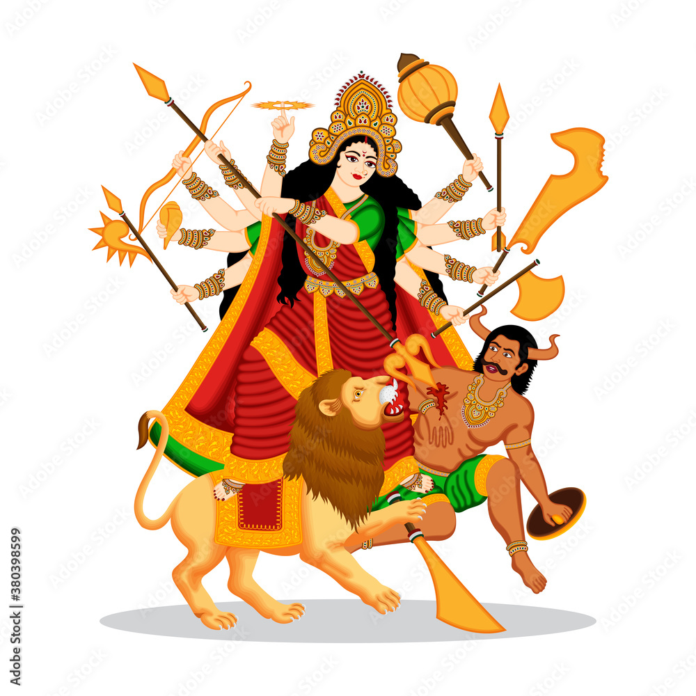 Illustration of goddess durga in happy durga puja and shubh navratri ...