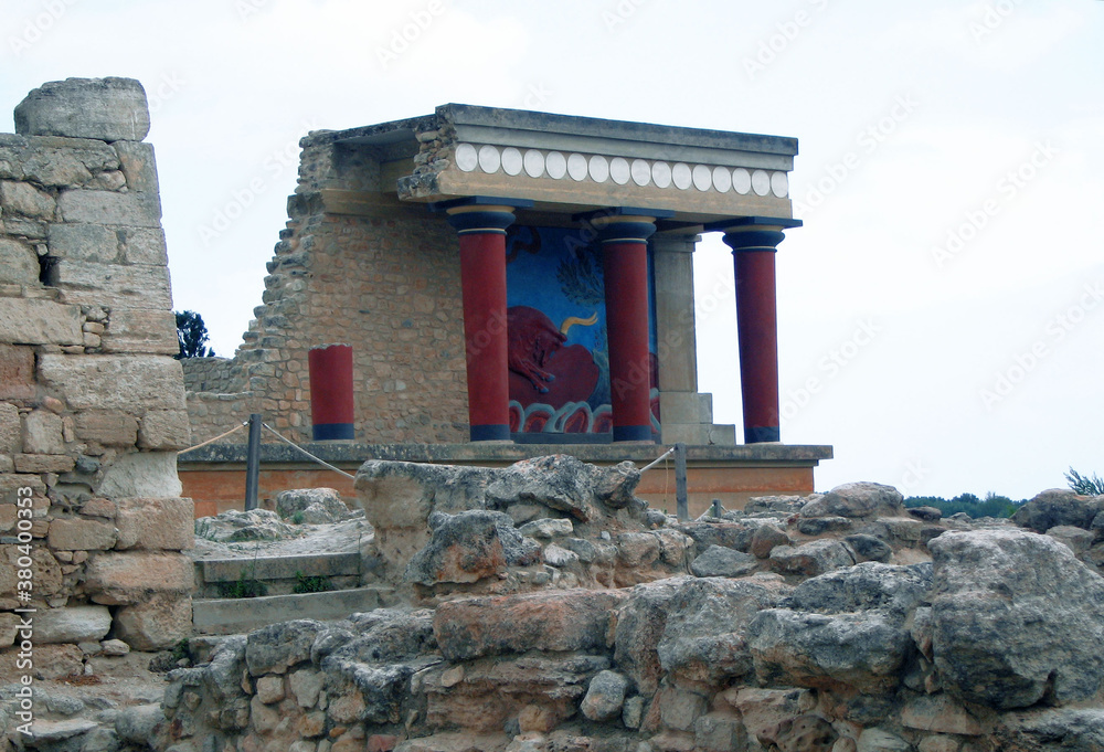 Knossos, Crete, July 6, 2006: Scenic ruins of the Minoan Palace of ...