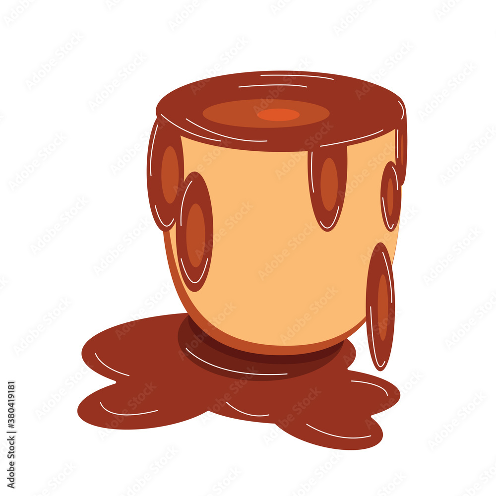 Cup of coffee with drops and coffee puddle. Abstract vector ...