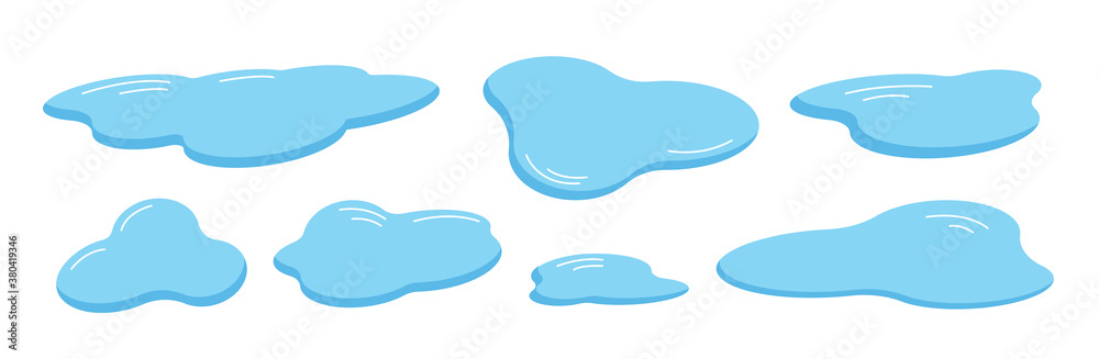 Vector cartoon set of puddles. Corlection of reservoirs isolated on ...