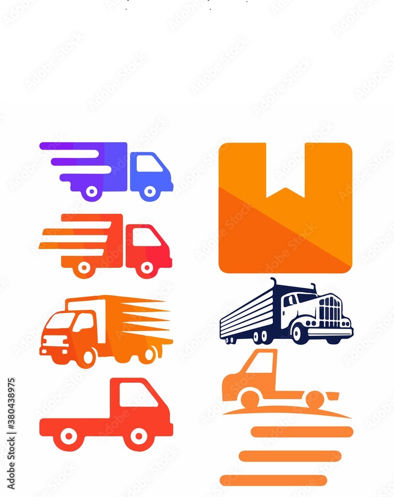 Transport icon packs with many modern design colors are suitable for ...