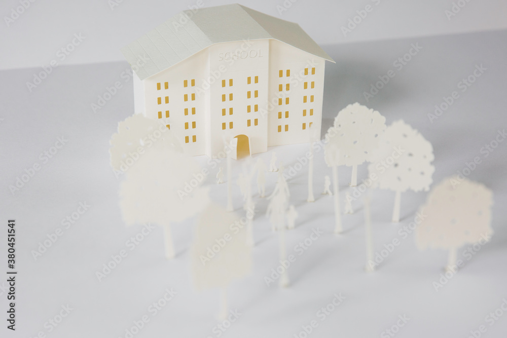 School building cut out of paper with its surroundings Stock Photo ...