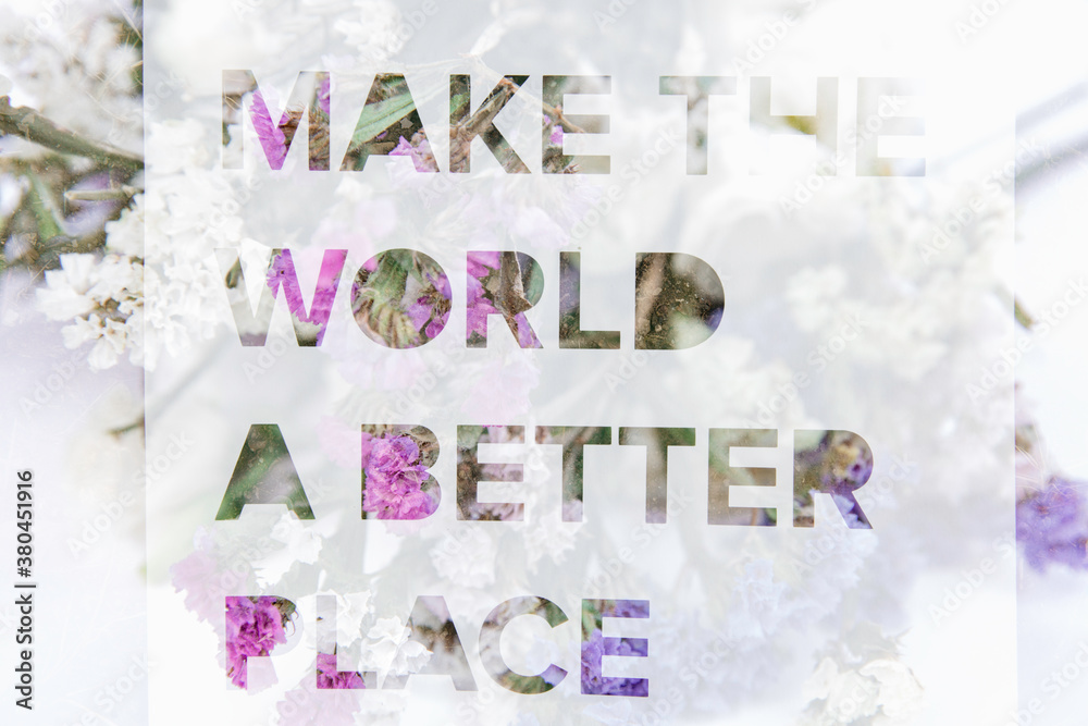 Double exposure of a stencil made at home with an important message and ...