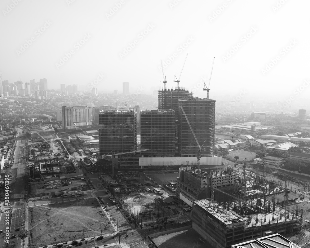 Construction of high-rise office buildings in full swing in a ...