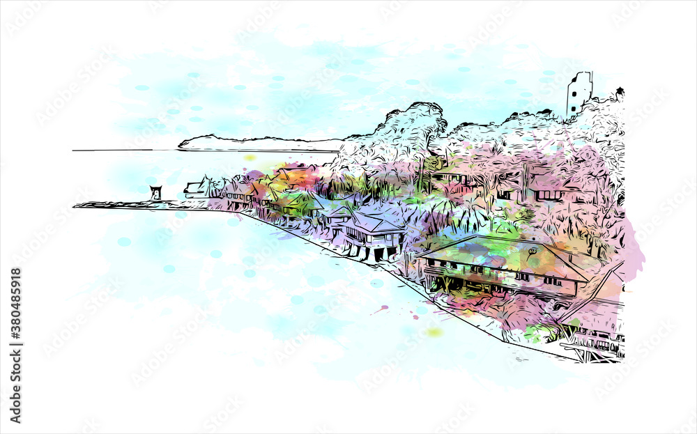 Building view with landmark of Batam is the largest city in the ...