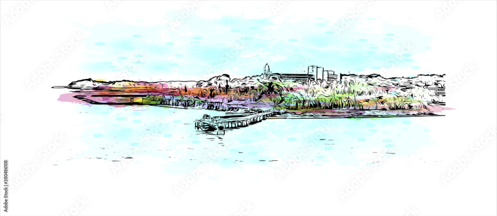 Building view with landmark of Batam is the largest city in the ...