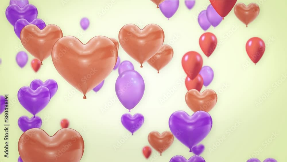 Vidéo Stock Beautiful Pink and purple Flying heart Balloons Loop ...