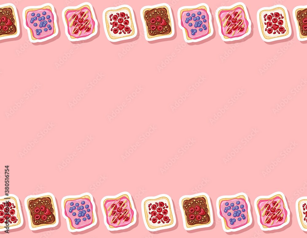 Toast bread sandwiches comic style seamless border pattern. Sandwiches ...
