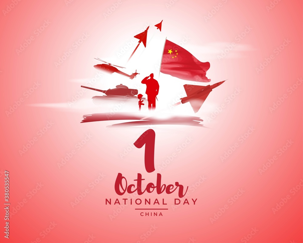 Vector illustration of China national day, 1st october, china flag ...
