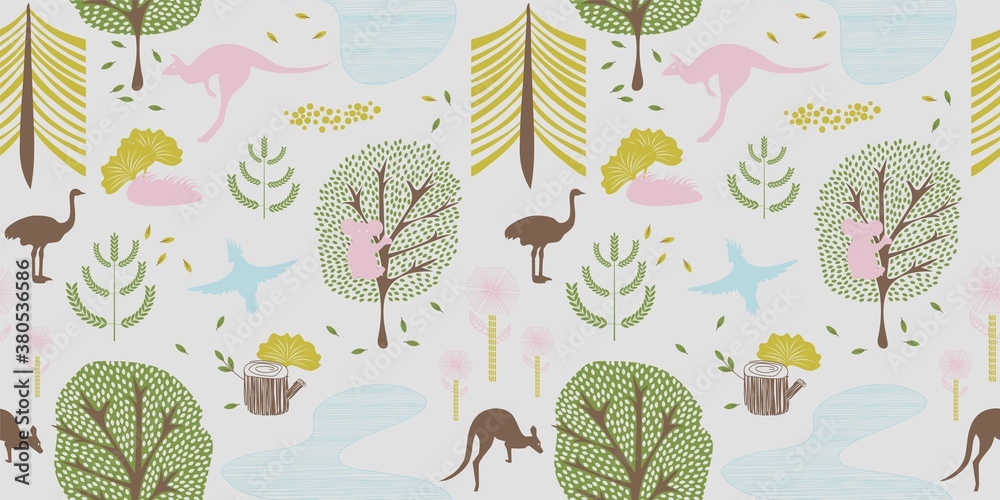 Australia seamless pattern with Australian traditional animals ...