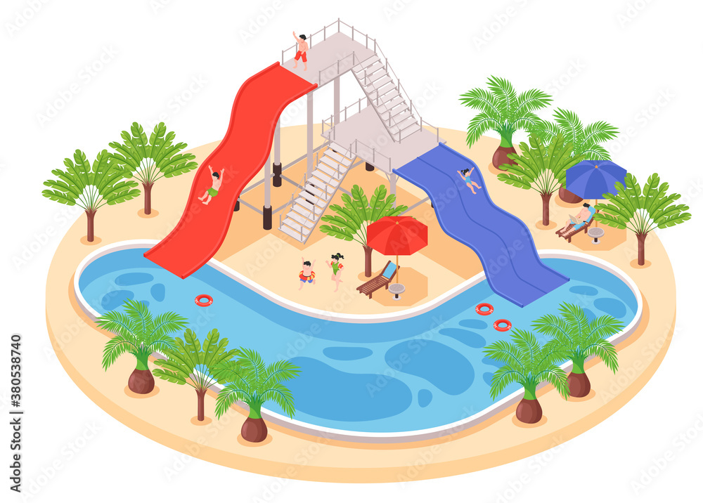 Isometric Water Slide Composition Stock Vector | Adobe Stock