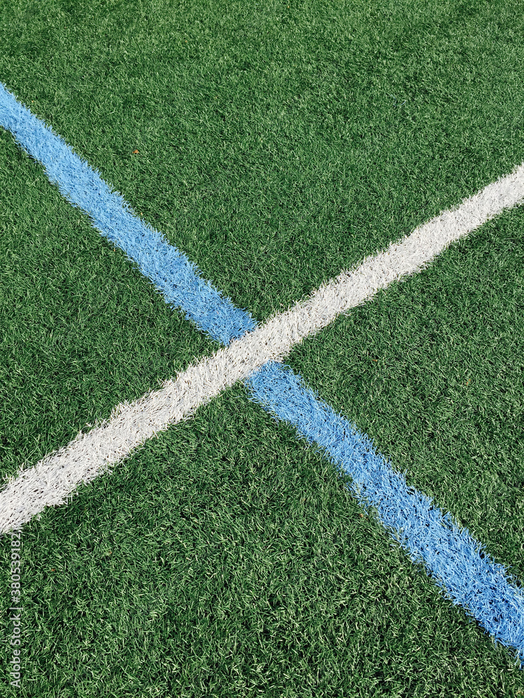 Colorful boundary lines on artificial turf sports field Stock Photo ...