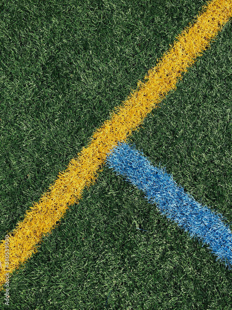 Colorful boundary lines on artificial turf sports field Stock Photo ...