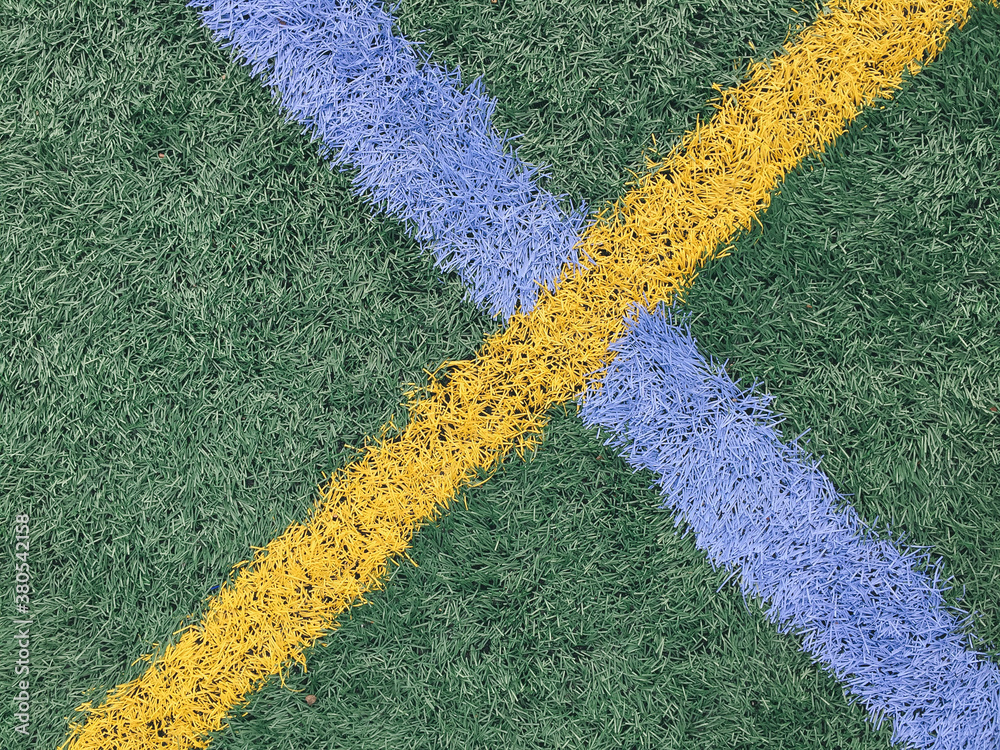 Colorful boundary lines on artificial turf sports field Stock Photo ...
