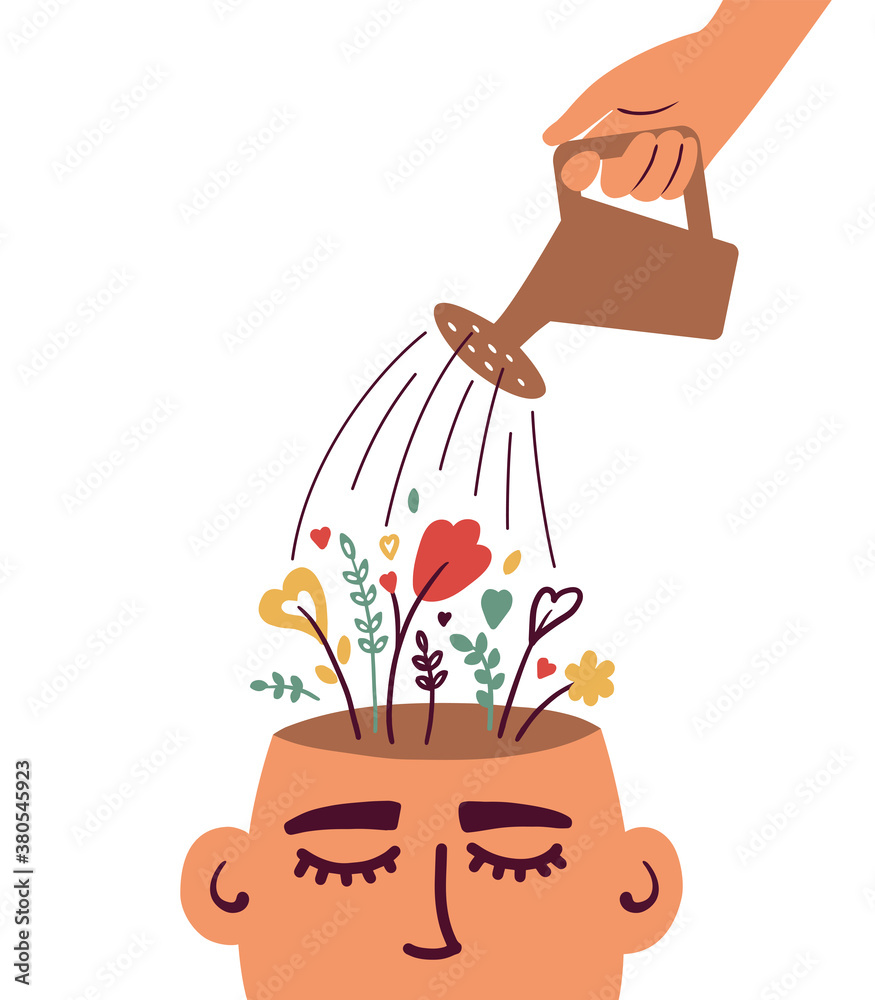 Mental health care, psychological therapy concept. Human hand with ...