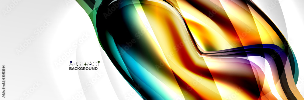 Vector abstract background, flowing liquid style bubble with metallic ...