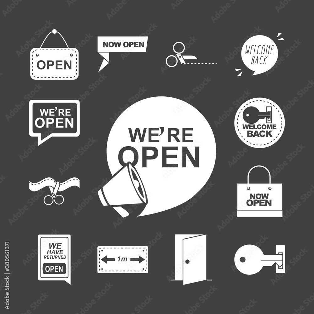 collection welcome back opening returned and others sign boards ...