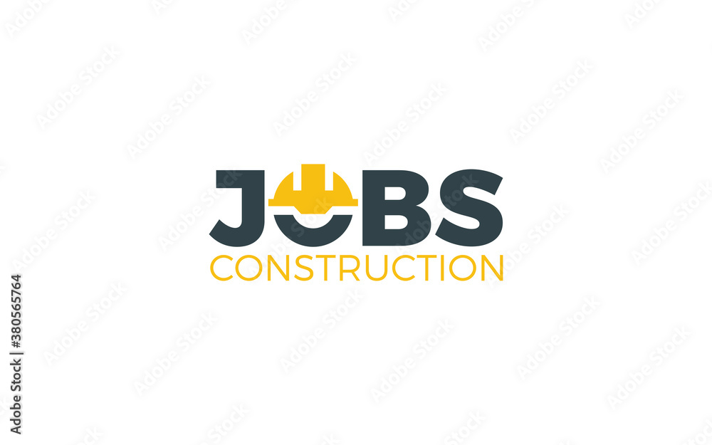 Vetor de Construction logo in word mark style formed helmet ...