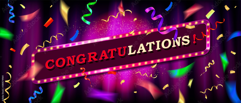 Congratulations background with falling confetti Stock Vector | Adobe Stock