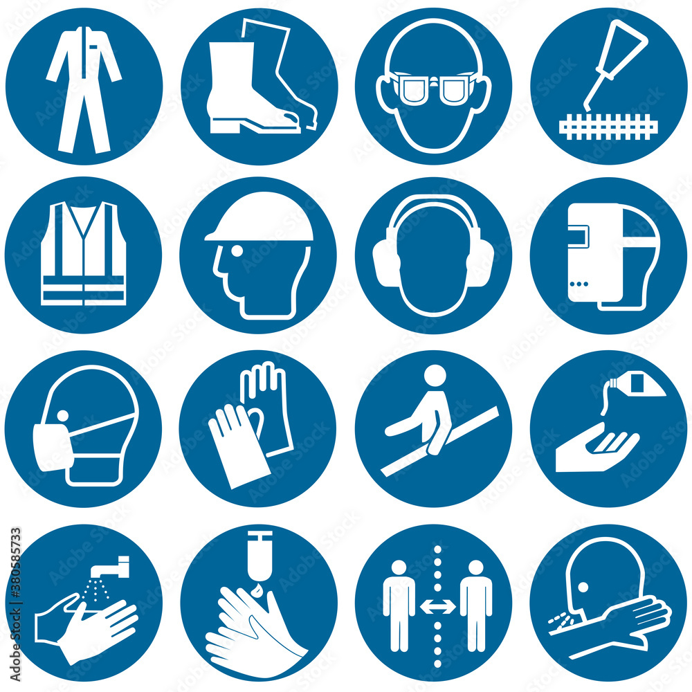 Sammlung aus Gebotszeichen nach DIN EN ISO 7010, Vektor Datei Stock ...