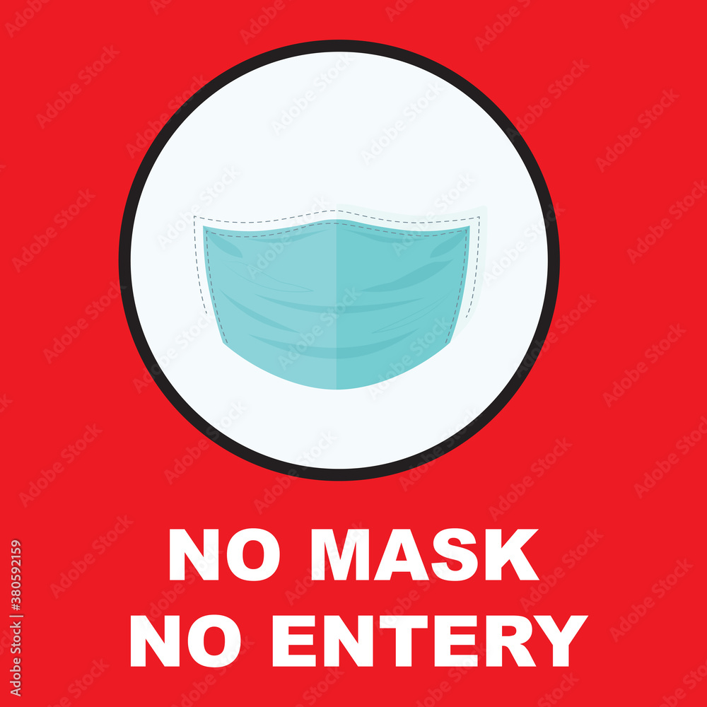 No Face Mask No Entry Instruction Sign. Vector Image. Stock Vector ...