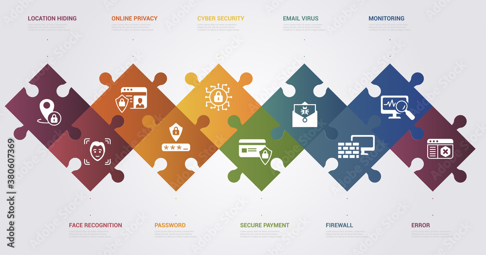 Infographic Internet Security template. Icons in different colors ...