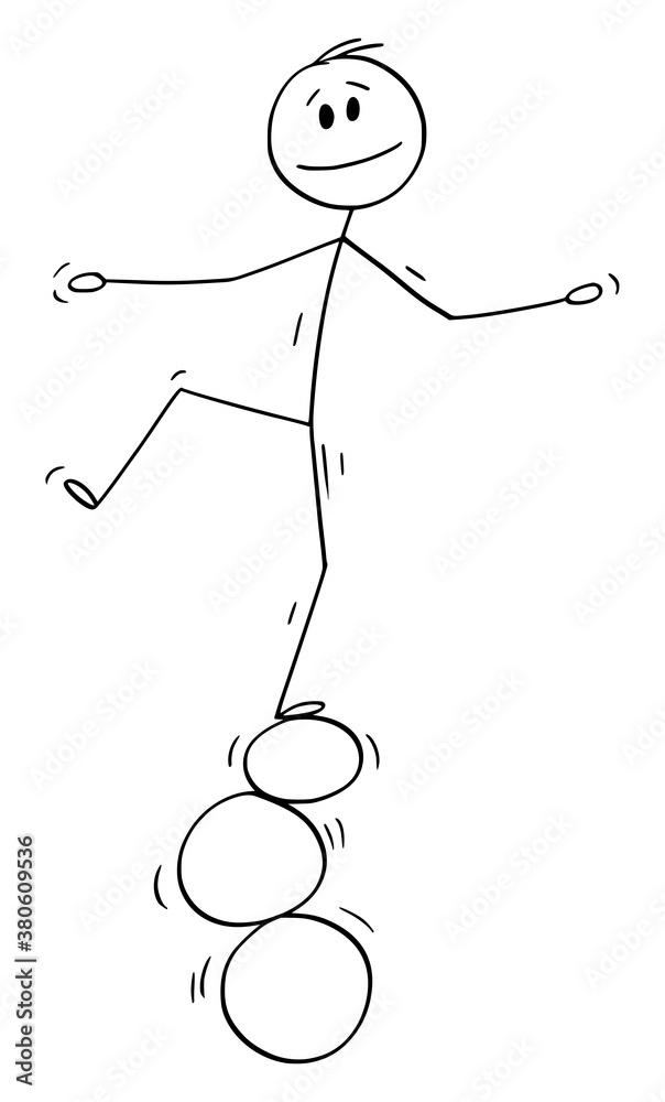 Vector cartoon stick figure drawing conceptual illustration of man or ...