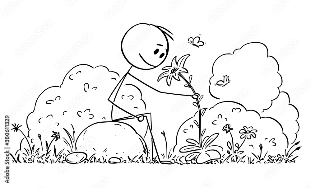 Vector cartoon stick figure drawing conceptual illustration of man ...