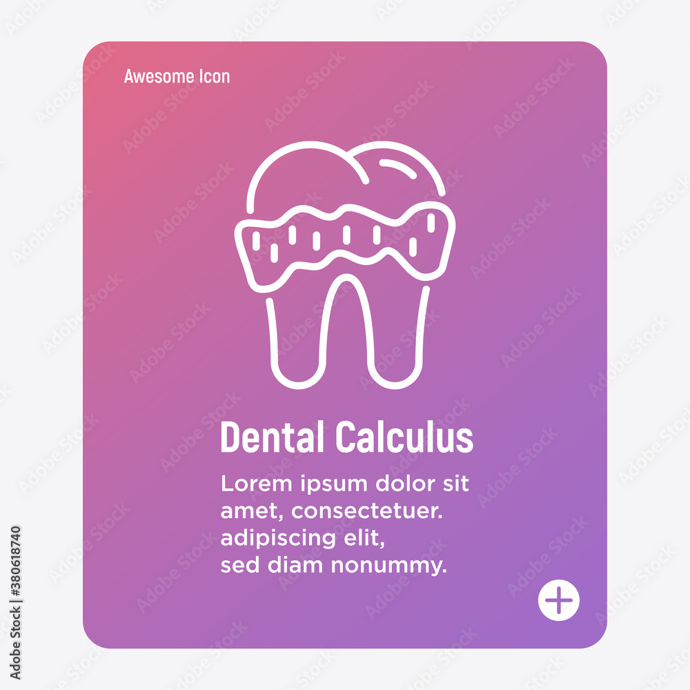 Dental calculus thin line icon. Tartar, gingivitis. Vector illustration ...