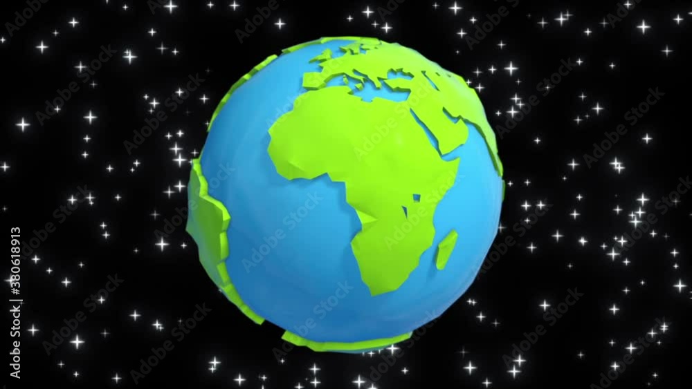 Low Poly Cartoon Earth Rotating in Space Stock Video | Adobe Stock