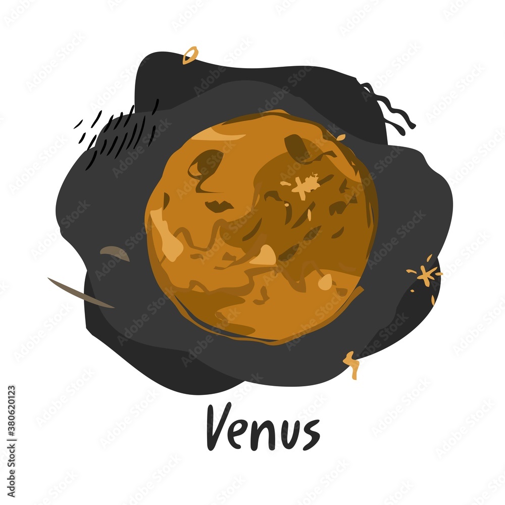 Planet Venus drawn with a sketch-style line against the background of ...