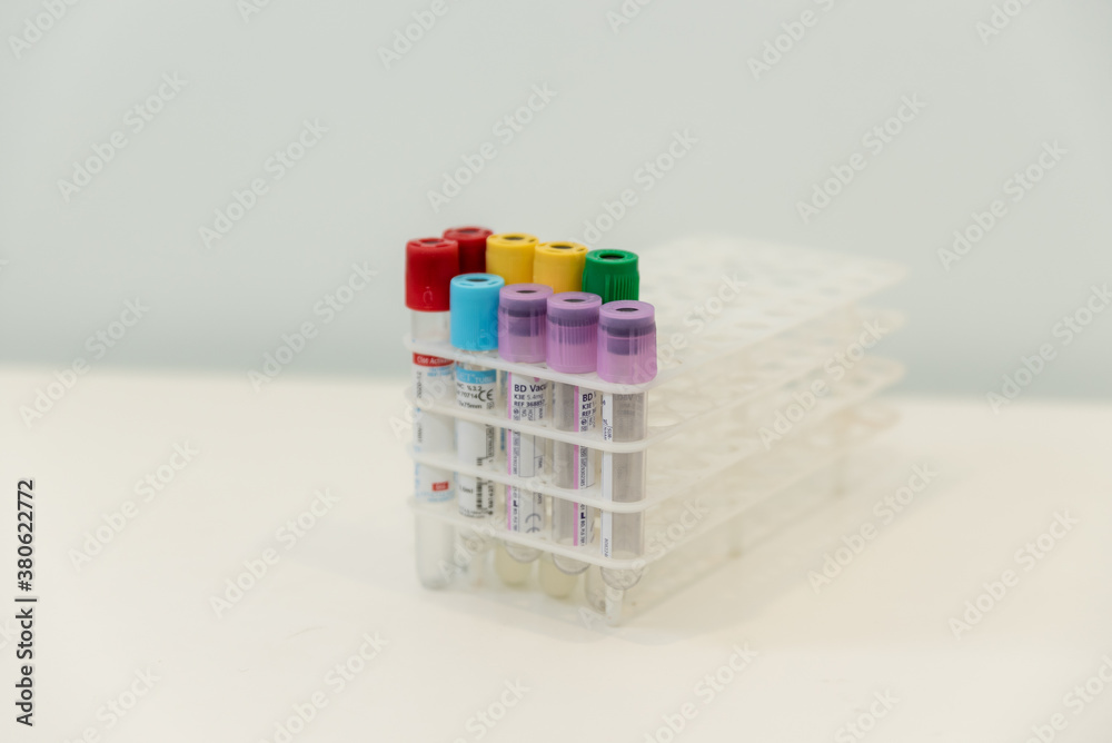 Blood collection tubes in the laboratory. Stock Photo | Adobe Stock