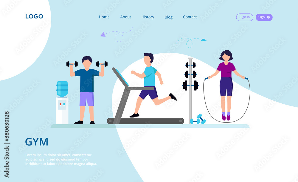 Health And Sport, Fitness And Workout Concept. Male And Female Cartoon ...