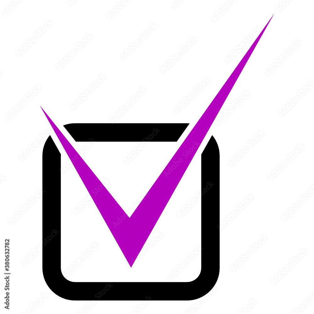 Purple check mark vector icon Stock Vector | Adobe Stock