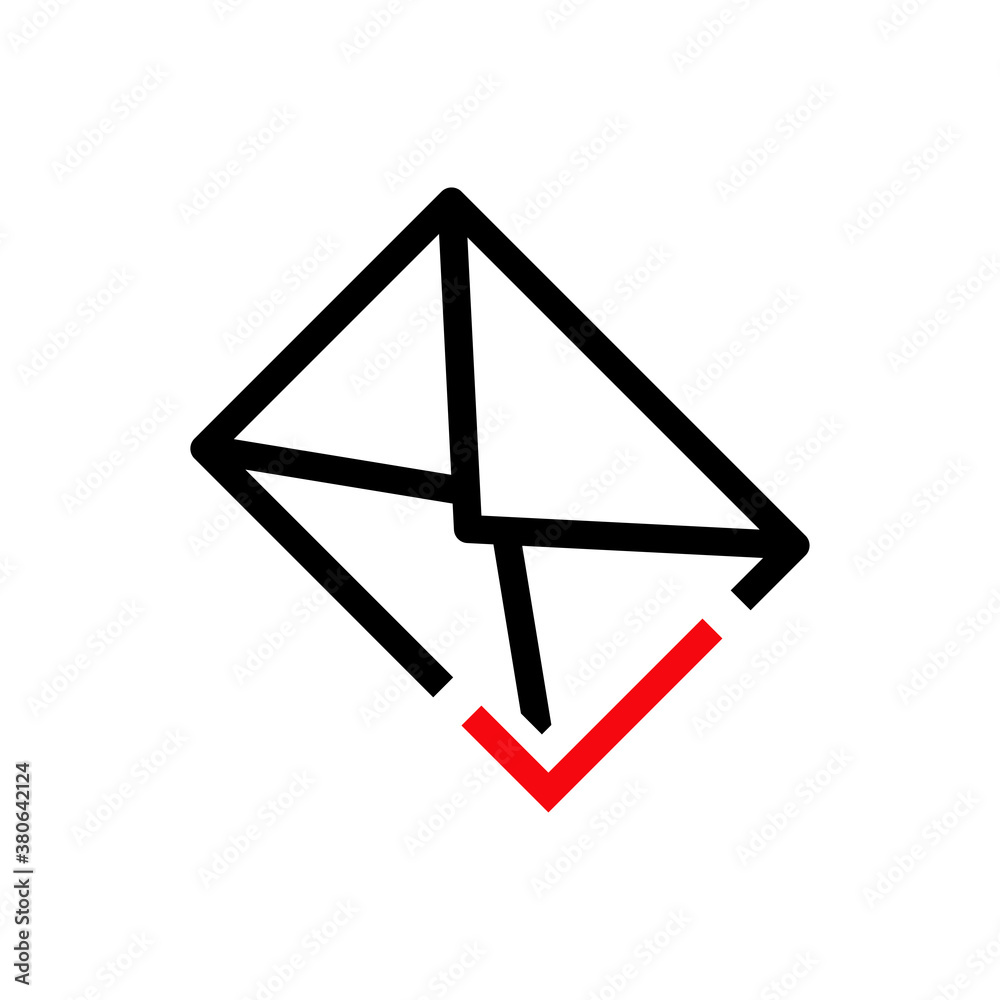 Bandeja de entrada. Logotipo lineal abstracto sobre con tilde de ...