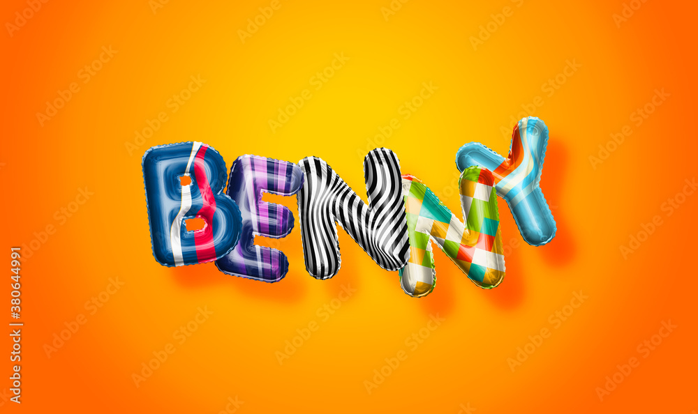 Benny male name, colorful letter balloons background Stock Photo ...