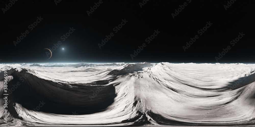 360 degree Ganymede surface, moon of Jupiter, equirectangular ...