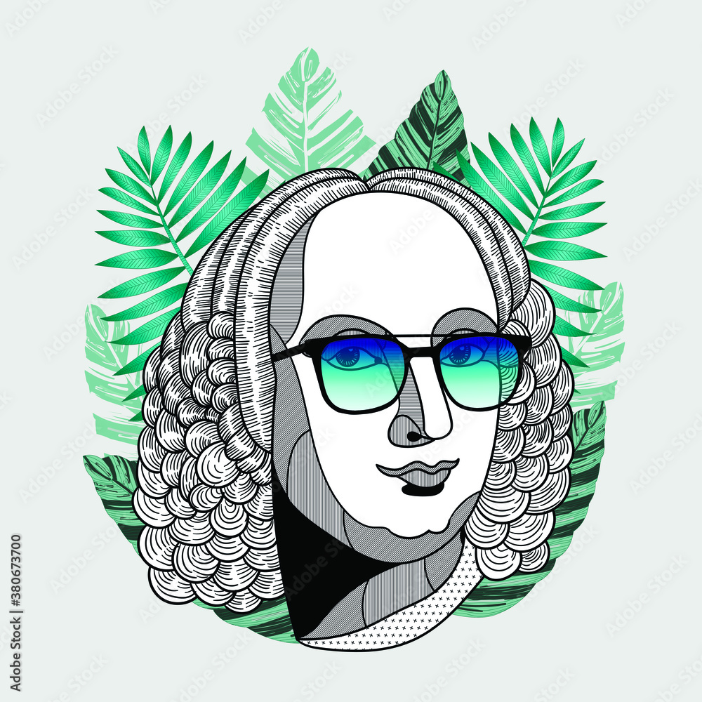 Antonio Lucio Vivaldi. Hipster portrait with glasses and tropical ...