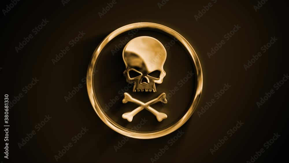 Gold Skullhead Icon Reveal Intro Fx/ 4k animation of an abstract golden ...