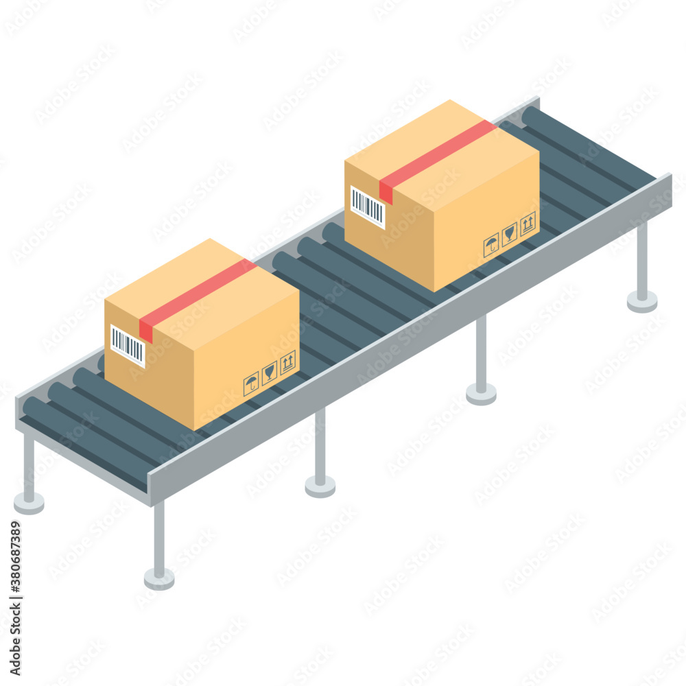 Isometric design of conveyor belt icon. Stock Vector | Adobe Stock