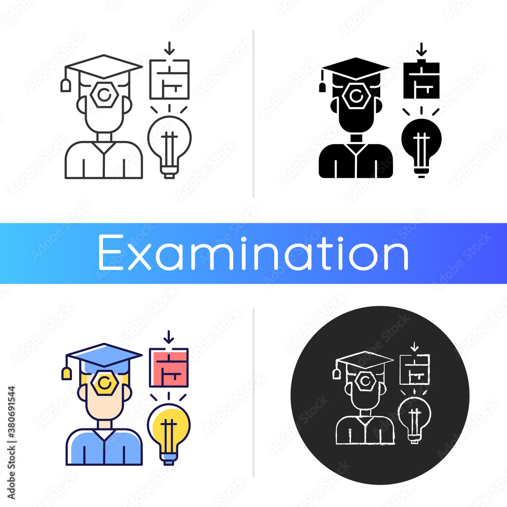 Case based exam icon. Problems solution and idea. Hard skills. Defence ...