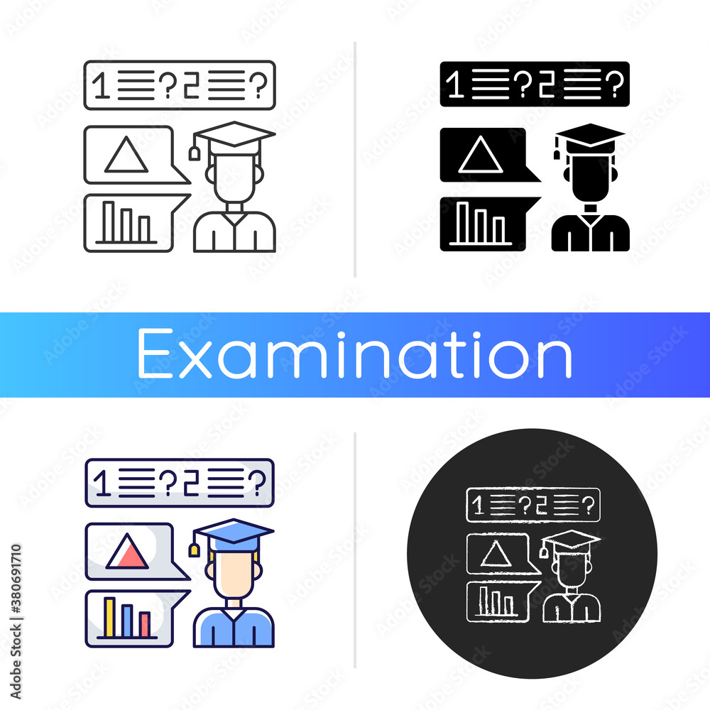 Oral exam icon. Student examination in spoken form. Quick testing ...