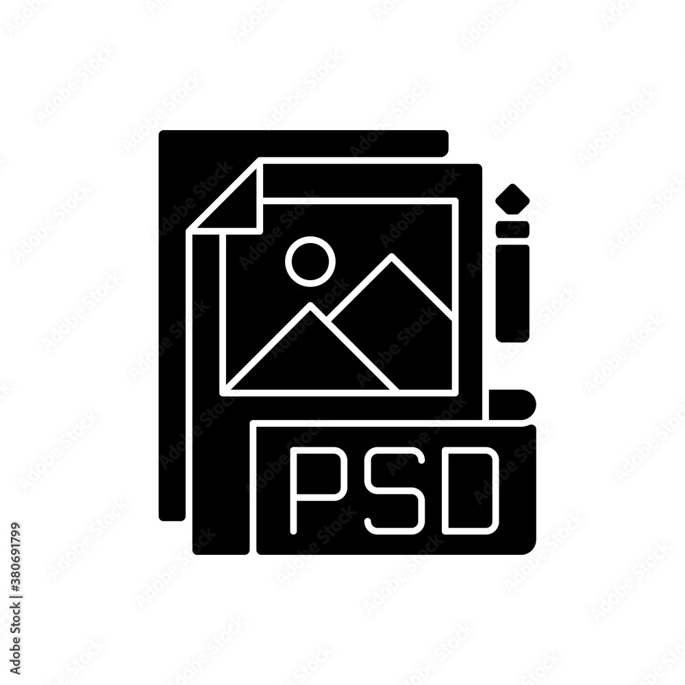 PSD file black glyph icon. Layered image file format. High quality ...