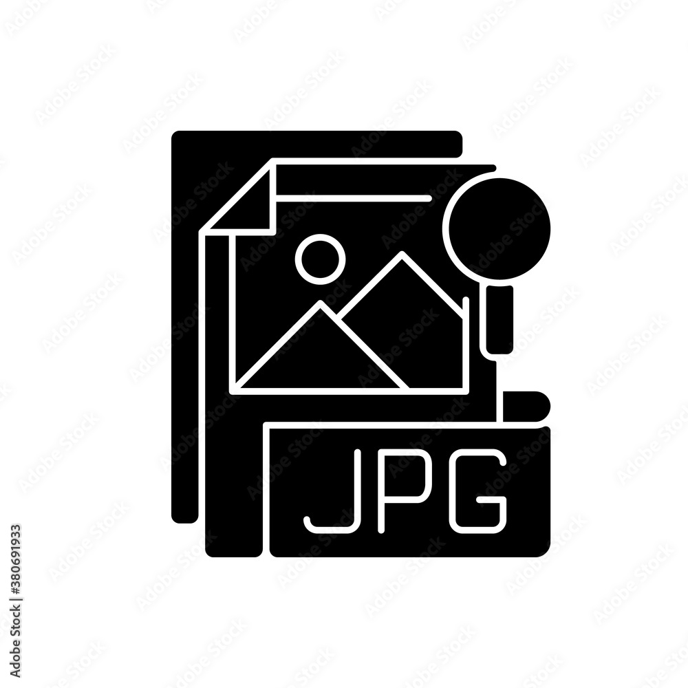Vetor de JPG file black glyph icon. Compressed image format. Digital ...