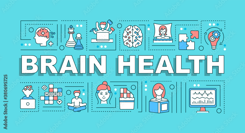 Brain health word concepts banner. Neurological studies, mental ...