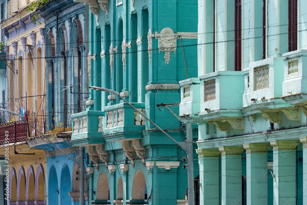Typical colorist cuban facades with arcades Stock Photo | Adobe Stock
