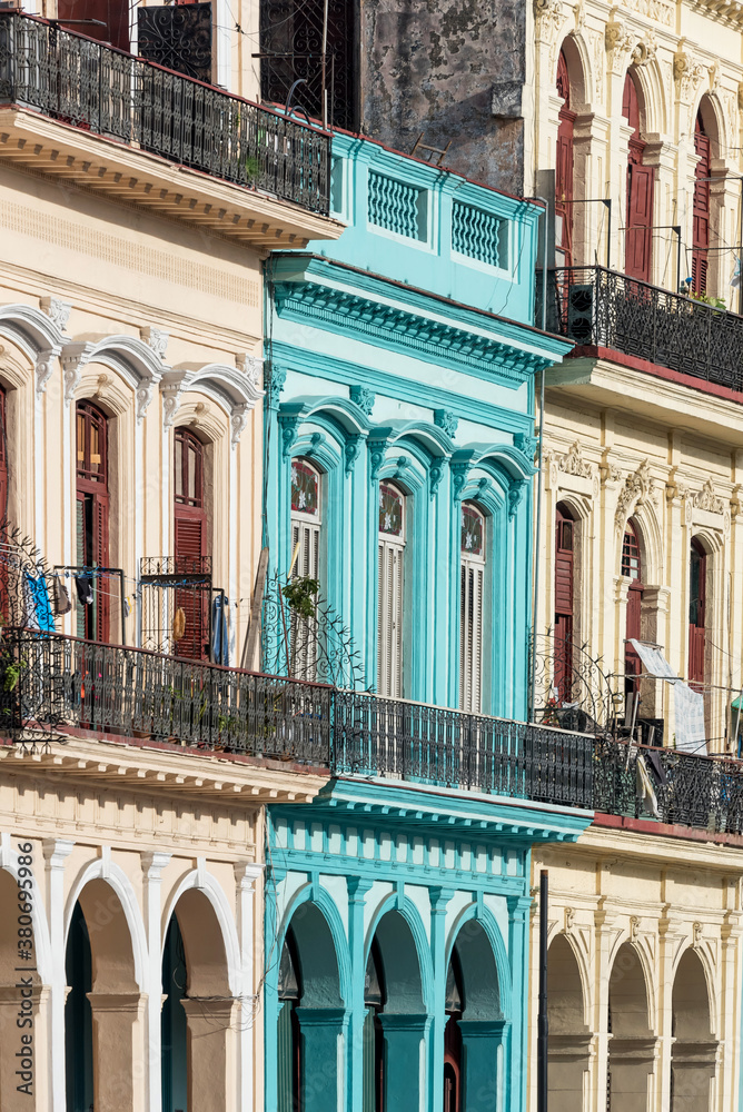 Typical colorist cuban facades with arcades Stock Photo | Adobe Stock