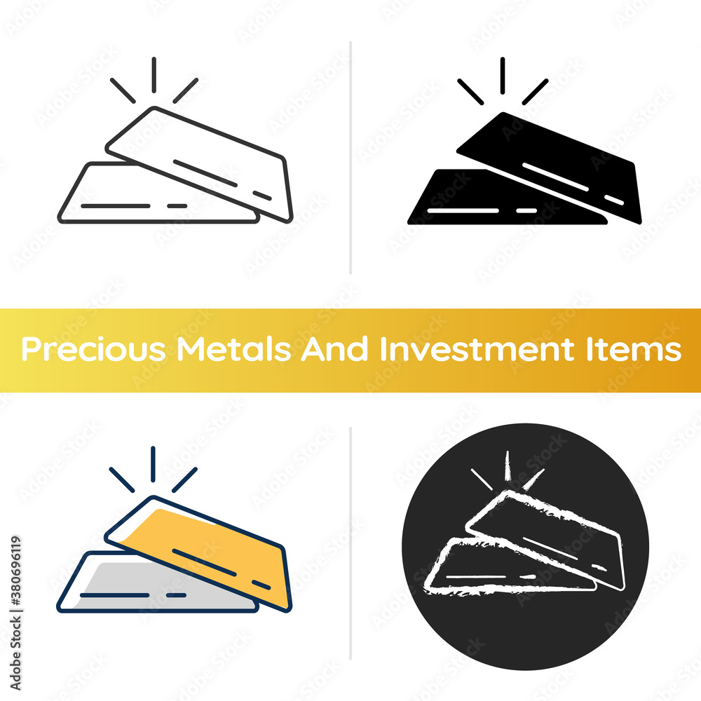 Bullion icon. Golden and silver bar. Precious metal. Treasure for ...